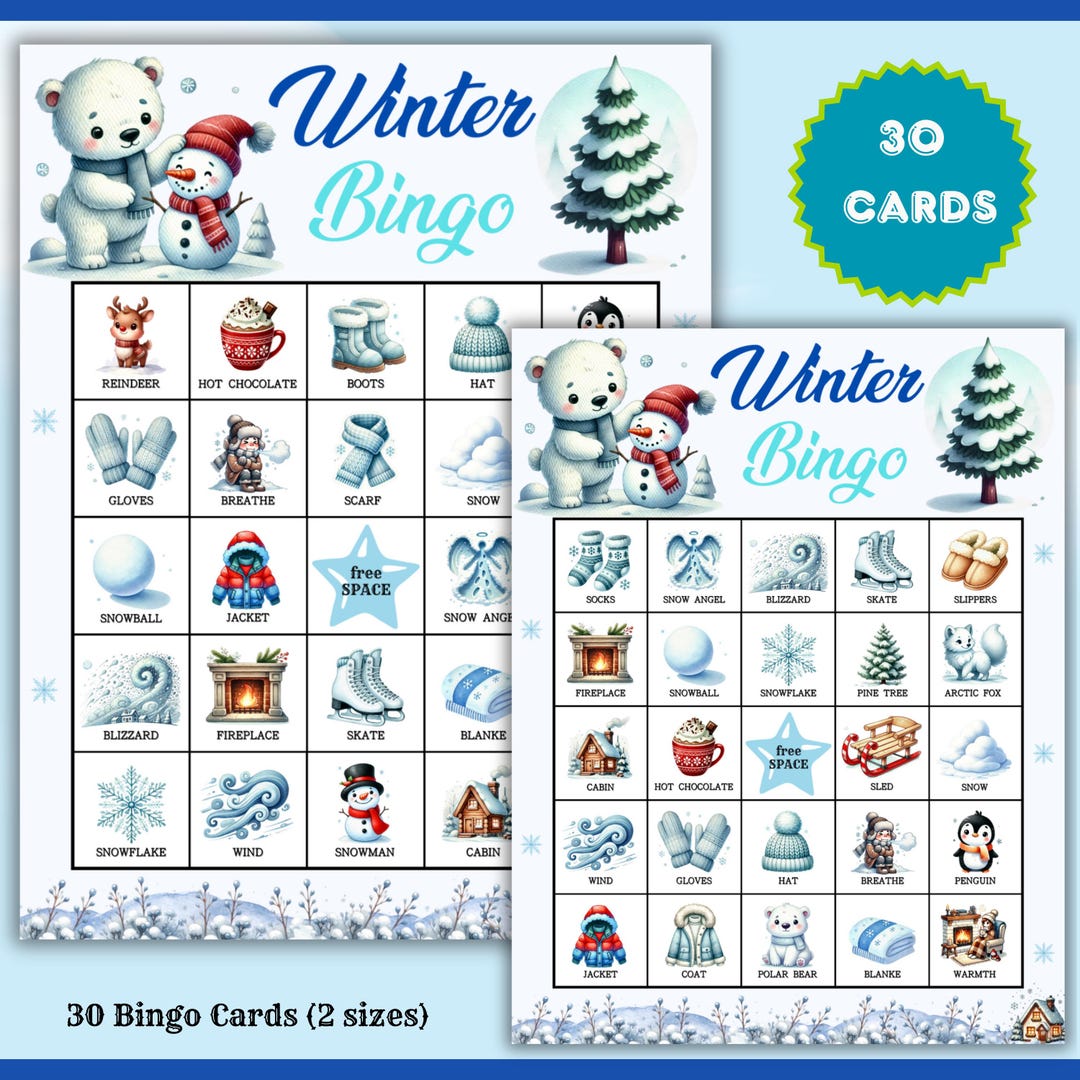 30 Winter Bingo Cards - Cozy Fun for the Winter Season! | Instant ...