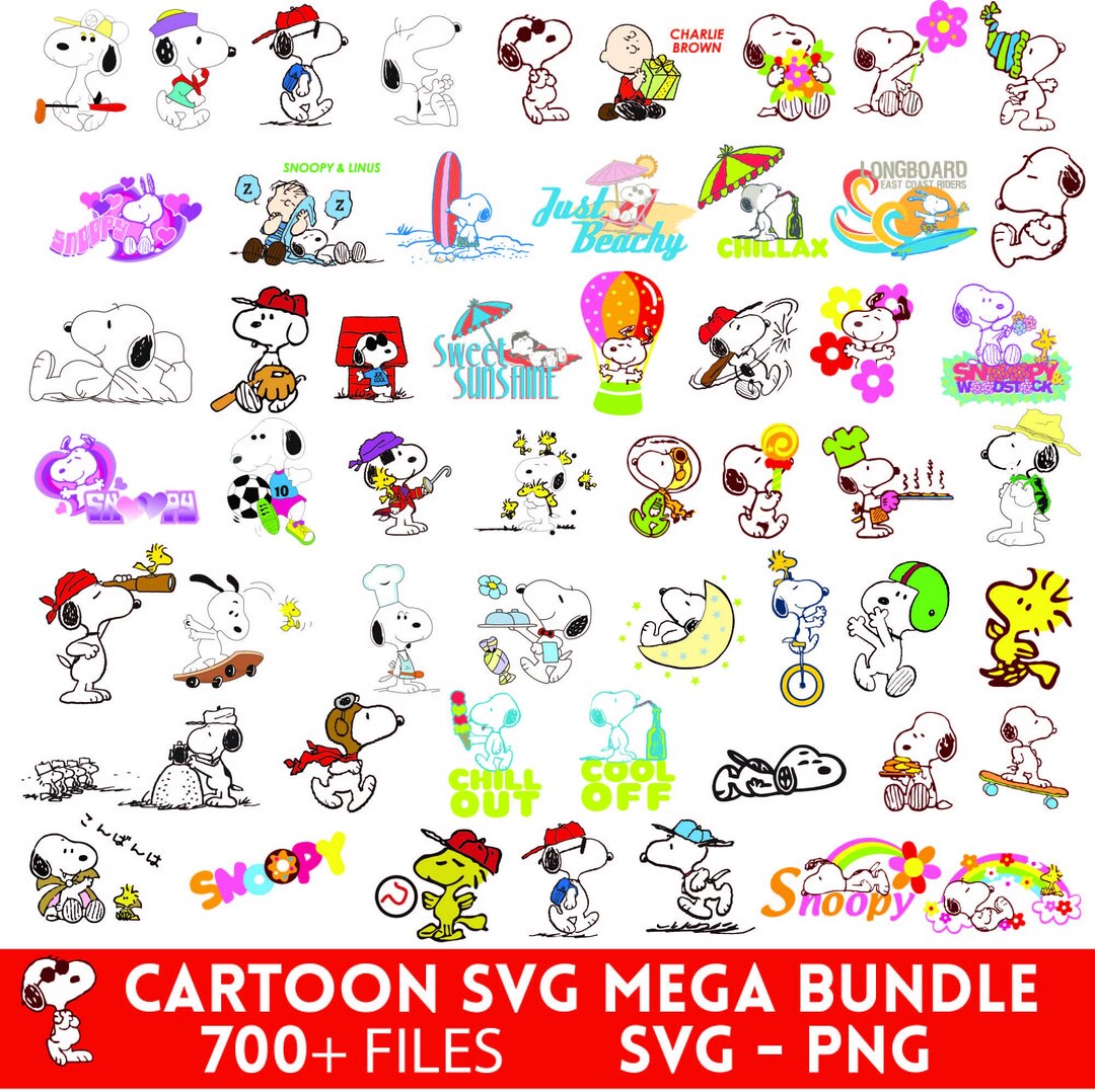 Snoopy Svg Bundle Cartoon Png Bundle 700 Snoopy Mega Bundle SVG Instant ...