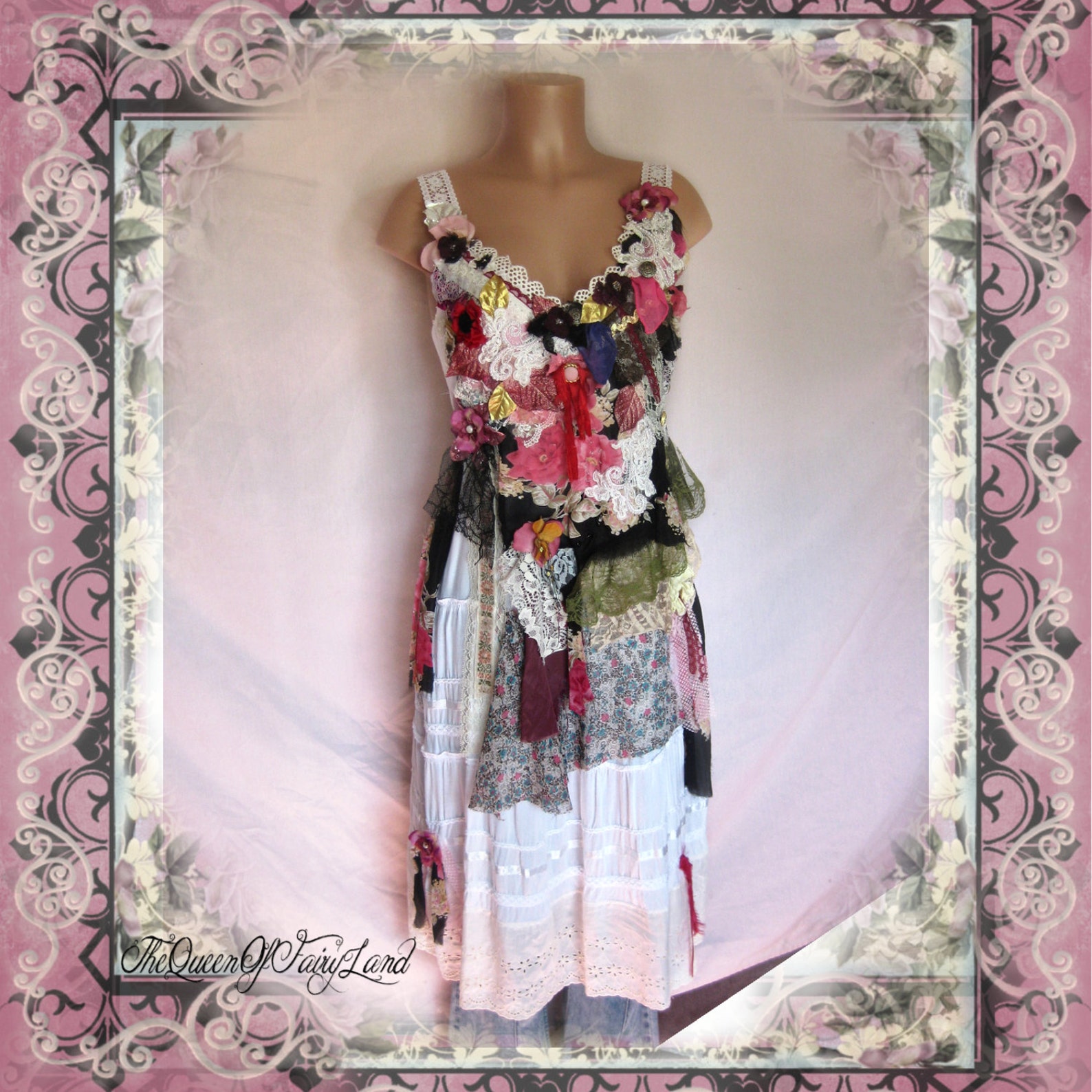 Unique Art-to-wear Sundress, M-L Victorian Wearable Art, Junk Gypsy ...