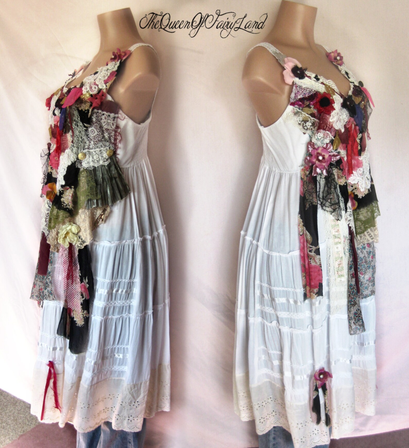 Unique Art-to-wear Sundress, M-L Victorian Wearable Art, Junk Gypsy ...