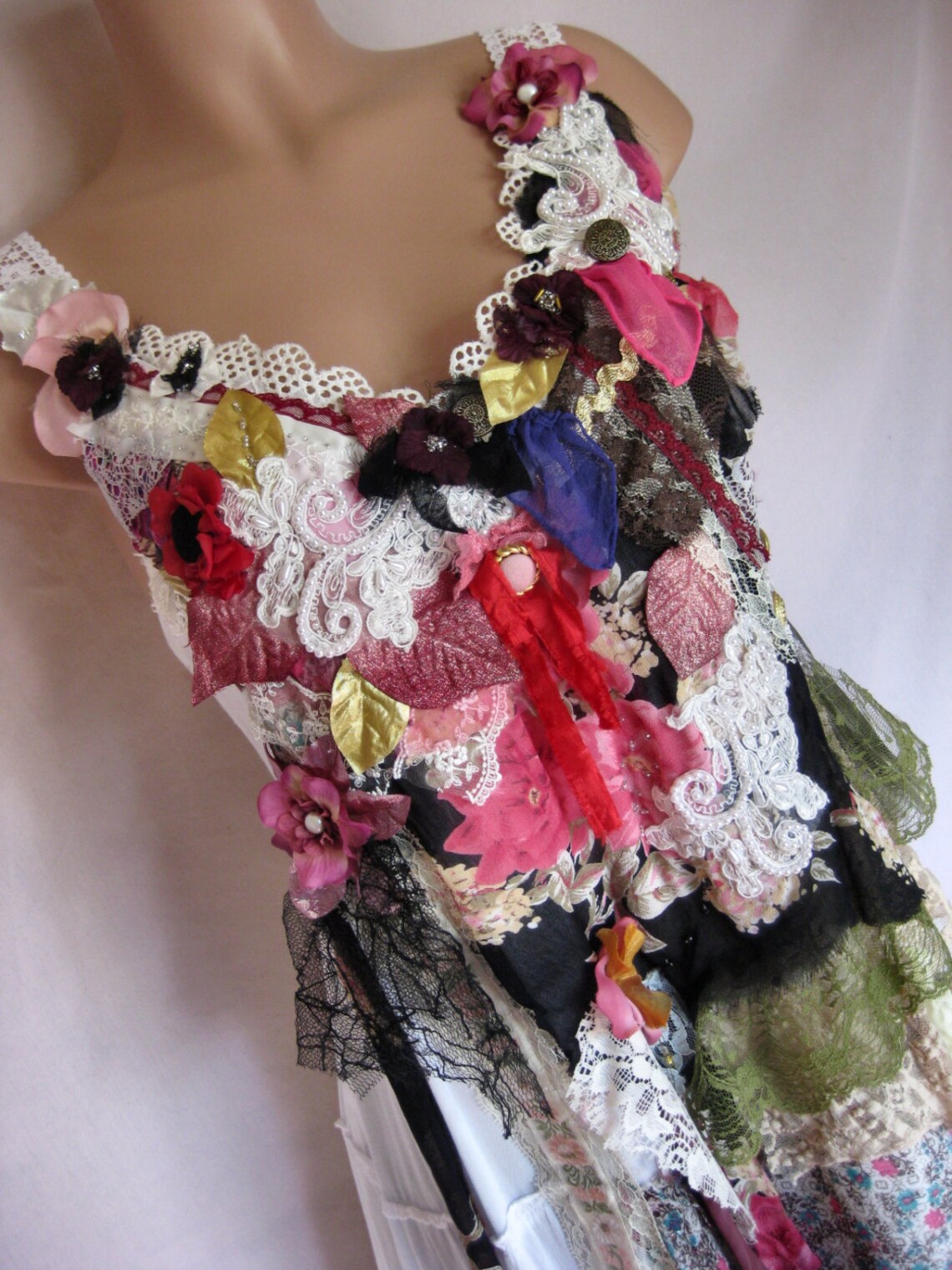 Unique Art-to-wear Sundress, M-L Victorian Wearable Art, Junk Gypsy ...