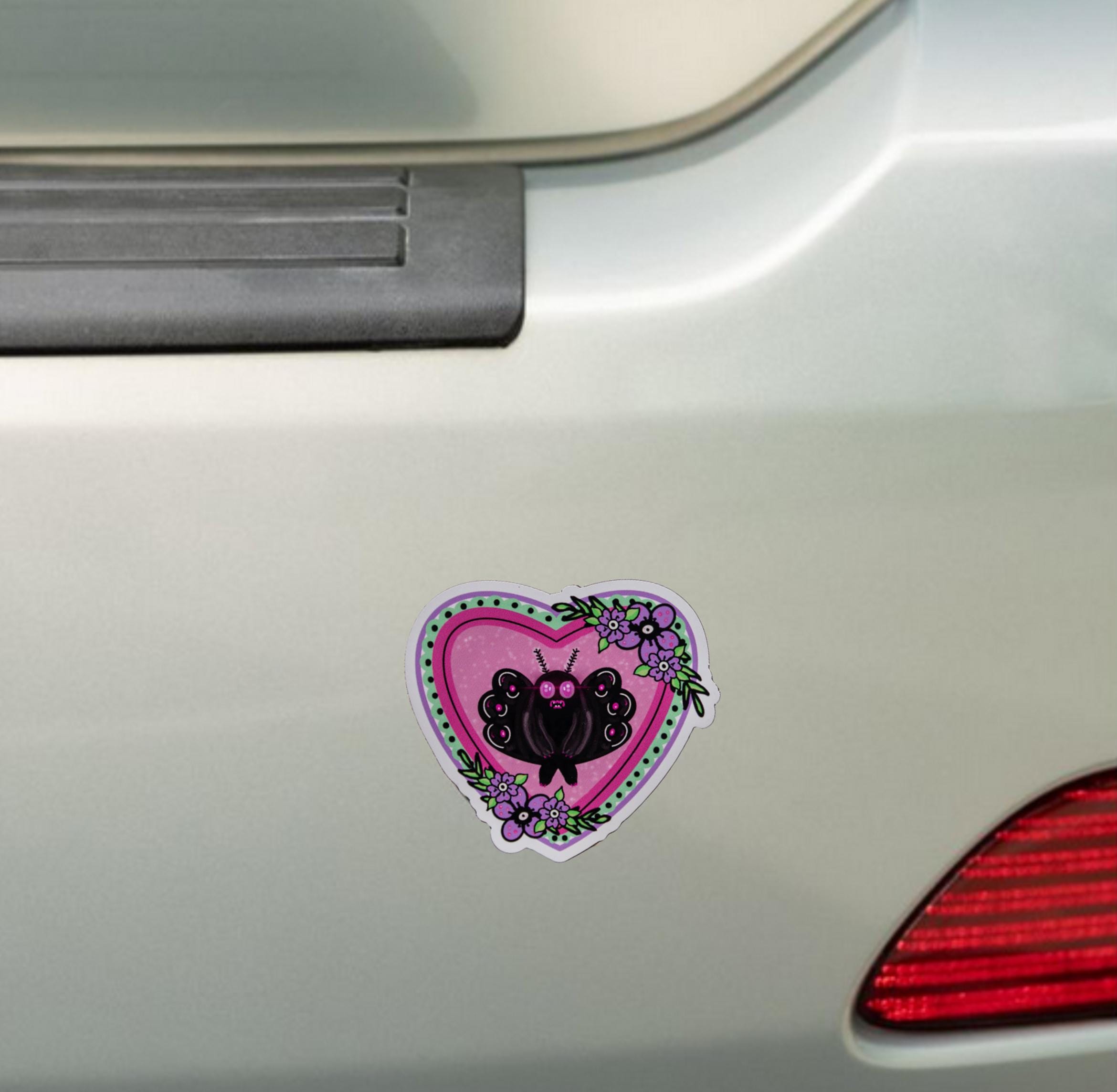 Pastel Goth Mothman Car Magnet: Kawaii Cryptid Floral Decal - Etsy