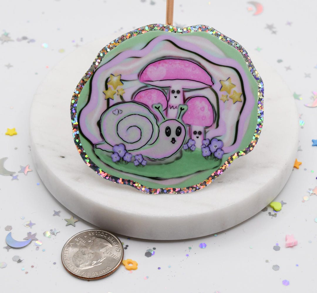 Trippy Snail Sticker: Glittery Magic Mushroom Forest - Etsy