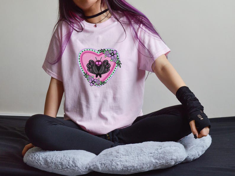 Cute Pink Heart Cryptid Mothman Unisex Gildan Heavy Cotton T-shirt ...