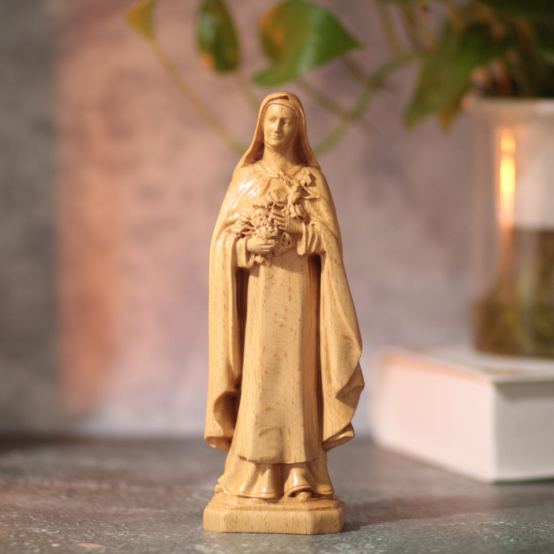 Saint Therese of the Child Jesus of Lisieux Wooden Statue, Catholic ...