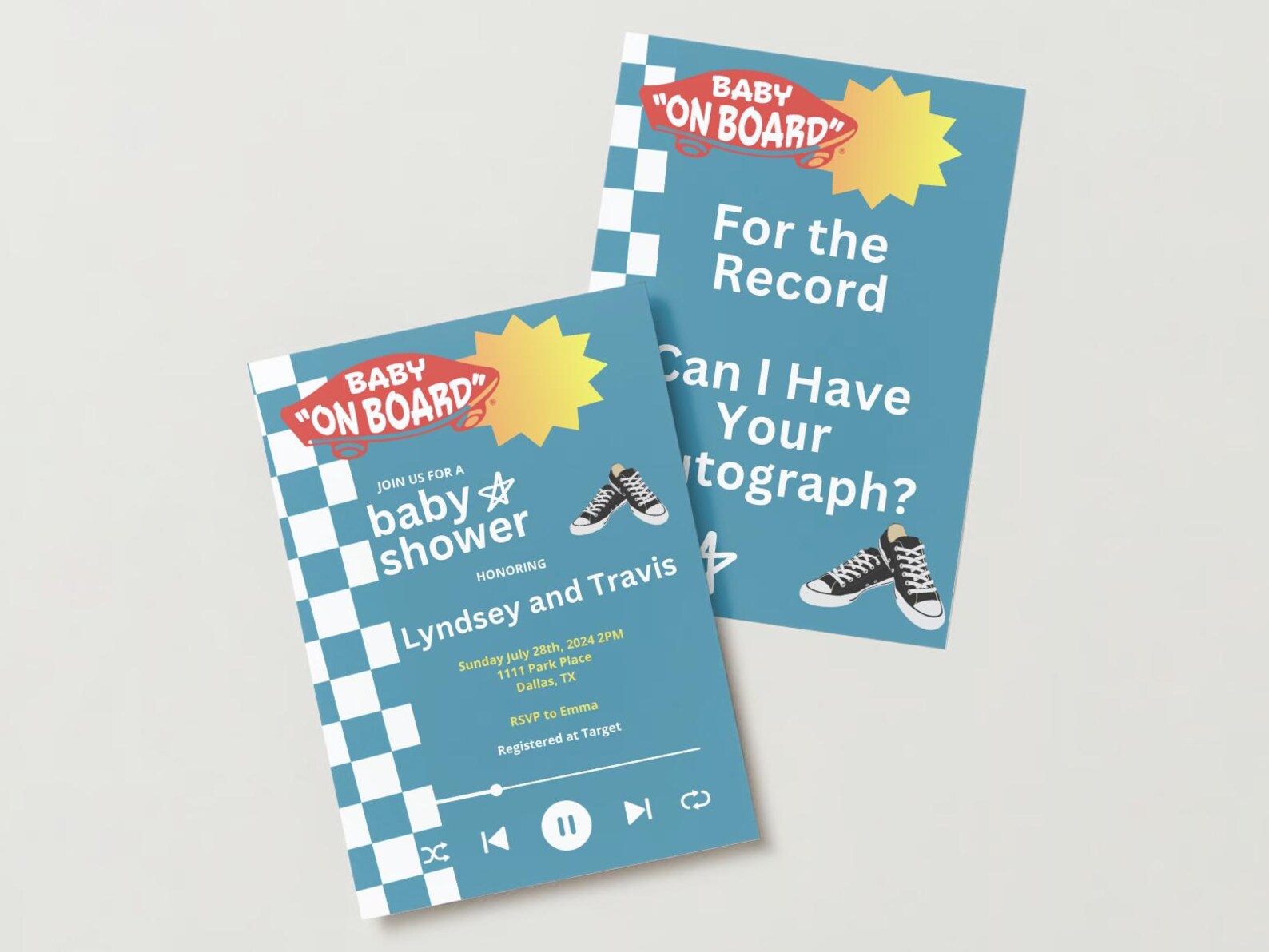 Vans Warped Tour Baby Shower Invitation Template - Baby on Board ...