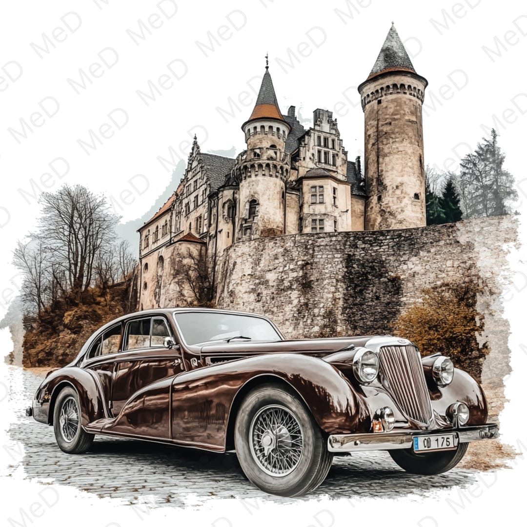 4 PNG Vintage Cars, Watercolor and Splash Styles, High Resolution PNG ...