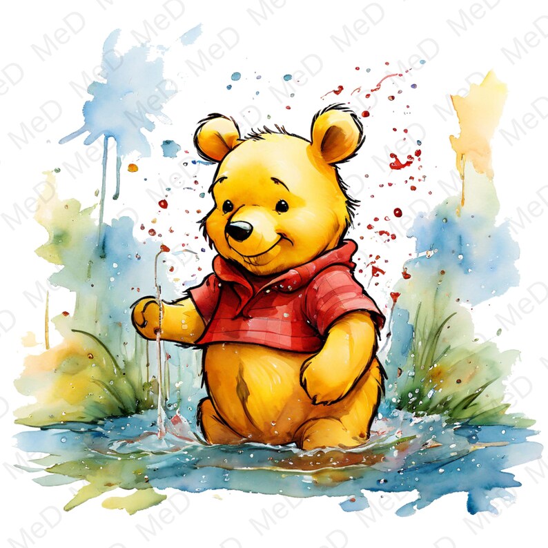 9 PNG Winnie the Pooh , Watercolor and Splash Styles, High Resolution ...