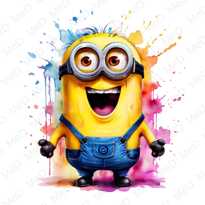 6 PNG Minions, Watercolor and Splash Styles, High Resolution PNG Files ...