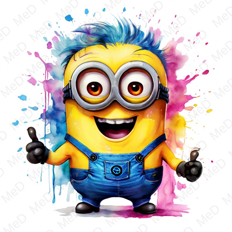 6 PNG Minions, Watercolor and Splash Styles, High Resolution PNG Files ...