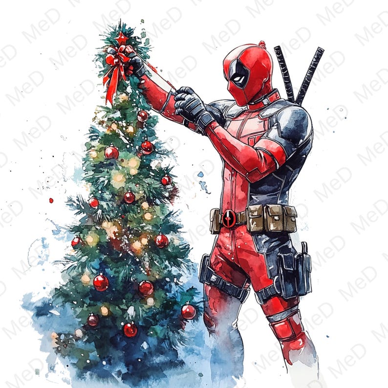 9 PNG Christmas Superheroes, Watercolor and Splash Styles, High ...