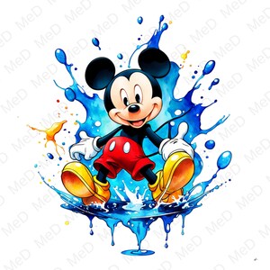 9 PNG Mickey Mouse, Watercolor and Splash Styles, High Resolution PNG ...