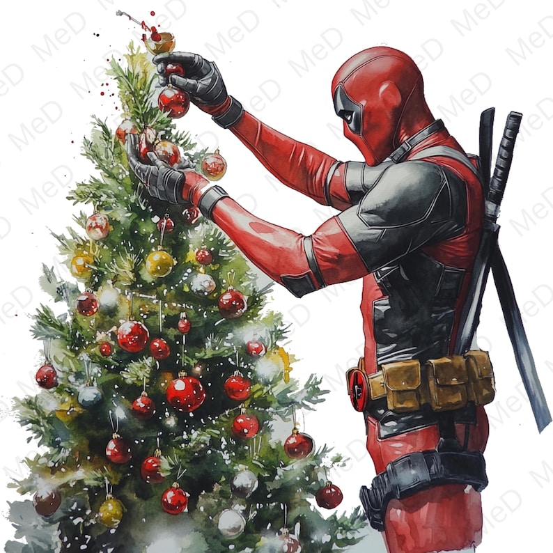 9 PNG Christmas Superheroes, Watercolor and Splash Styles, High ...