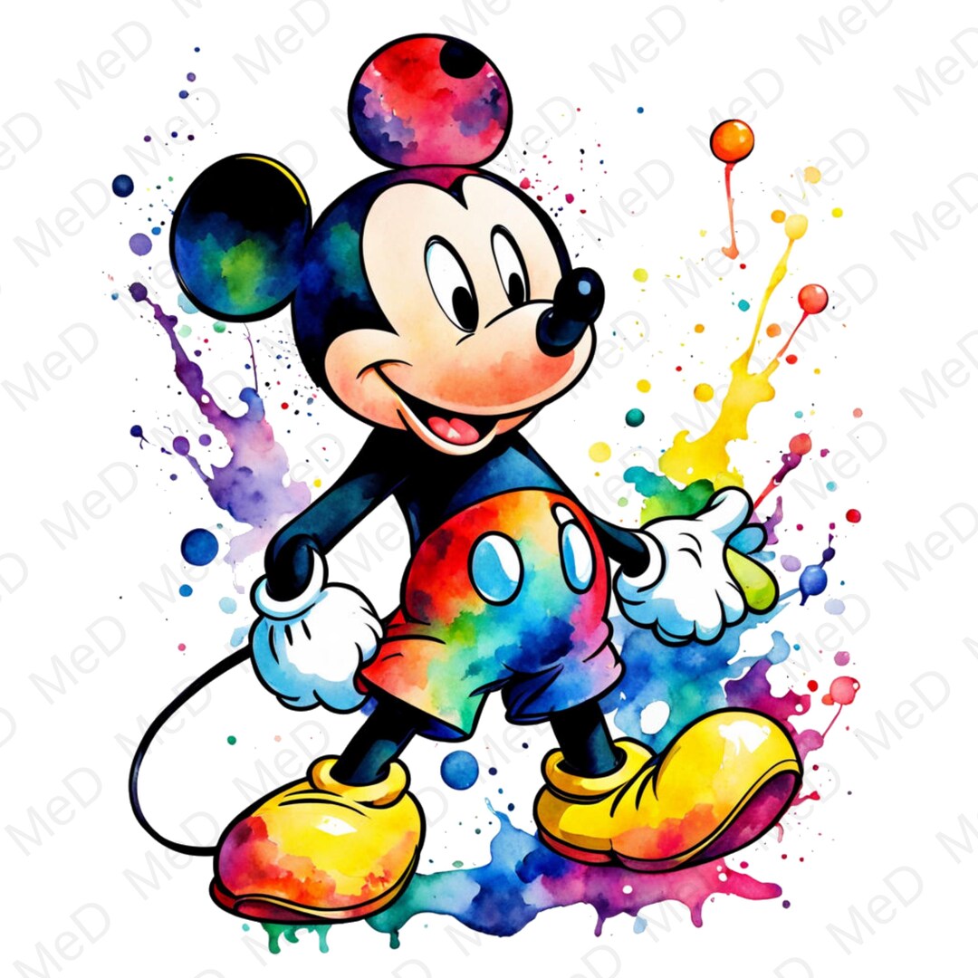 9 PNG Mickey Mouse, Watercolor and Splash Styles, High Resolution PNG ...