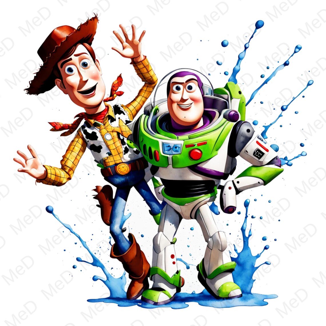 9 PNG Watercolor Cartoon Hero: Splash Art for T-shirts & Mugs (digital ...