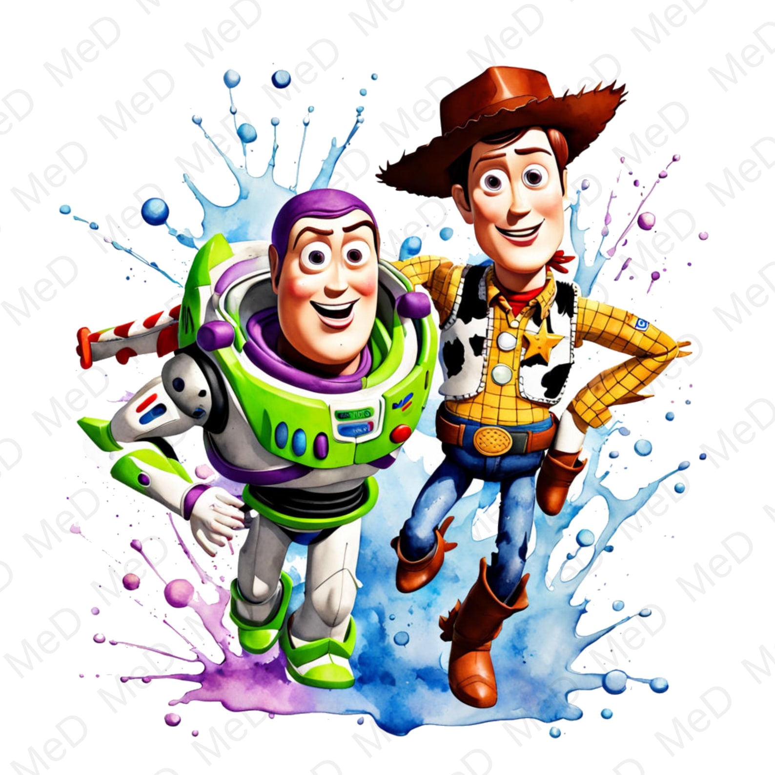 9 PNG Watercolor Cartoon Hero: Splash Art for T-shirts & Mugs (digital ...