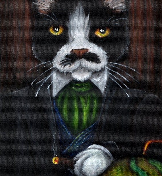 Items similar to Tuxedo Cat Art, Rhett Butler, Gone With the Wind, Cat ...