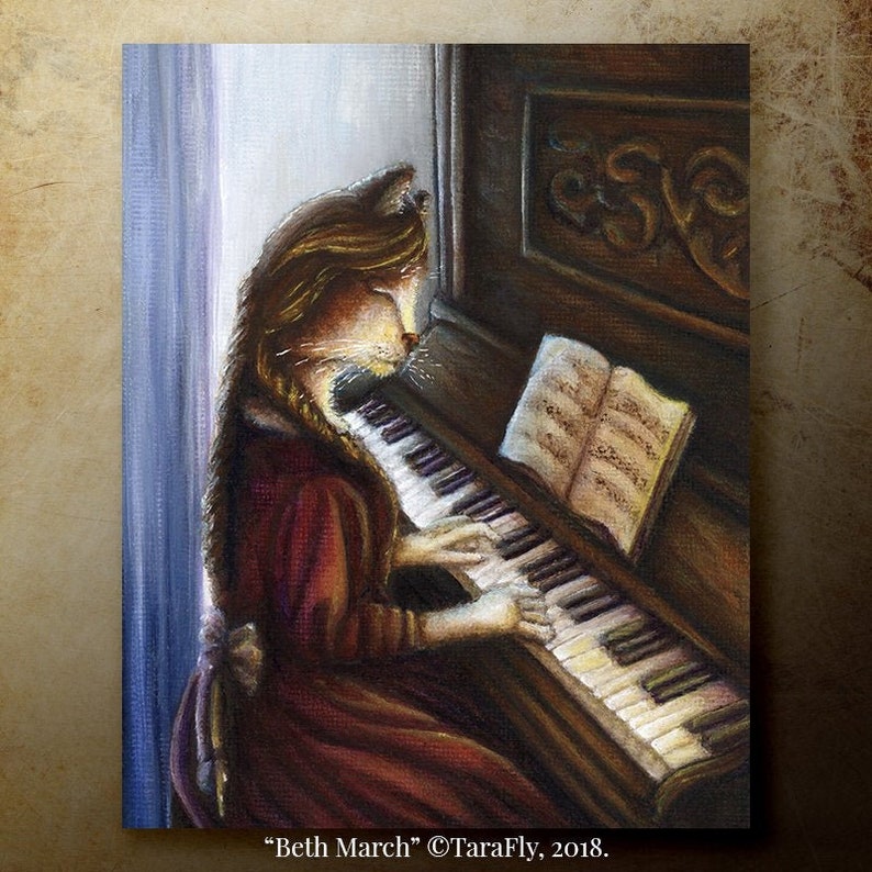 Beth March Cat Playing Piano Little Women Fine Art - Etsy