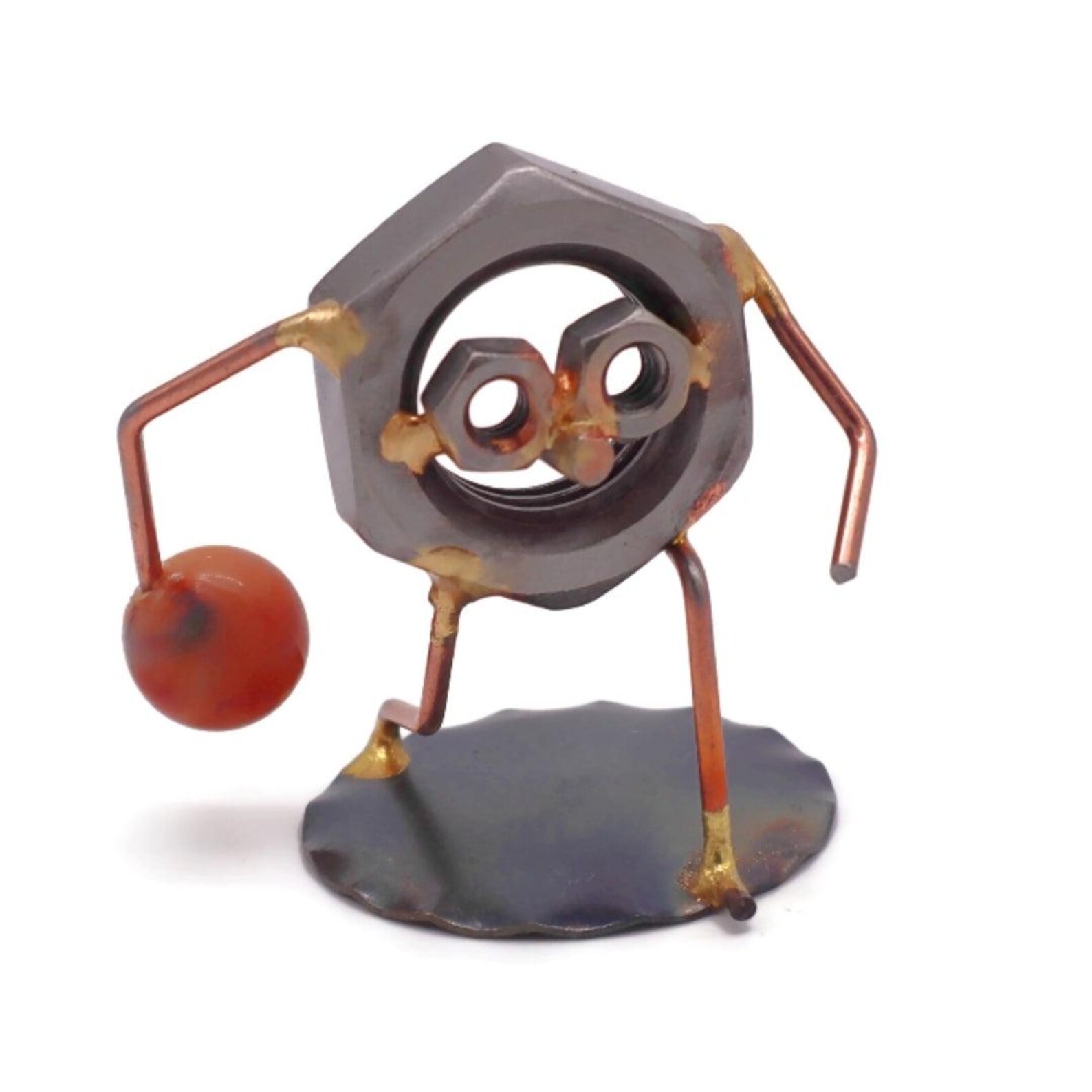 Bowling Nut Sculpture: Handmade Recycled Metal Art Figurine - Etsy