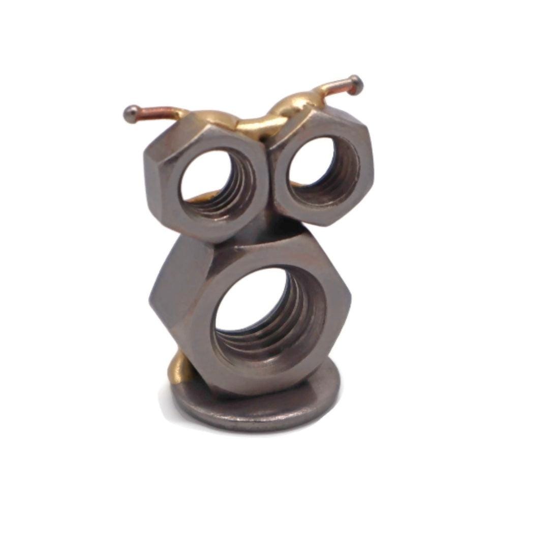 Handmade Nut Owl Figurine: Metal Art Desk Decor - Etsy