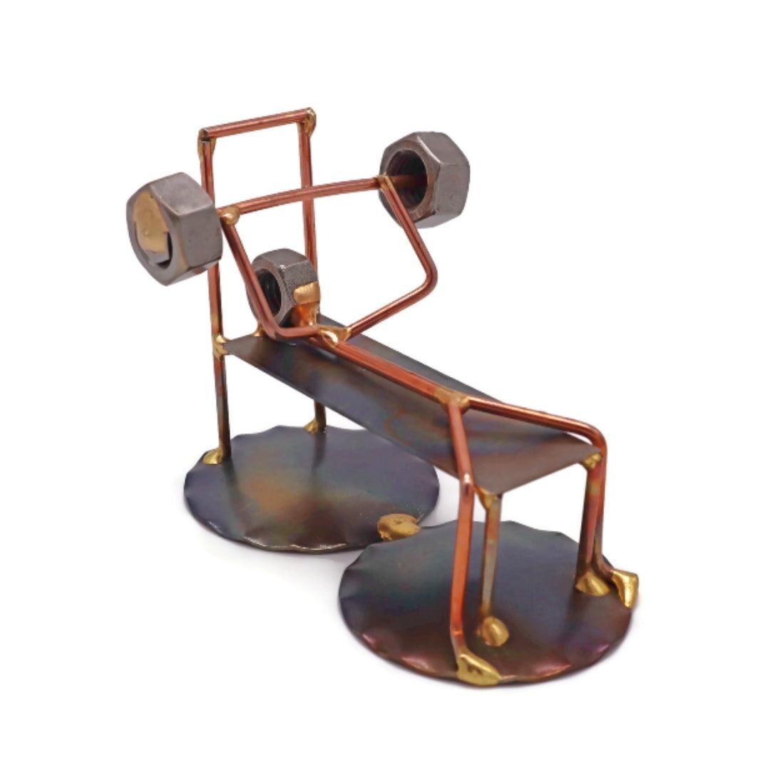 Hand-brazed Bench Press Sculpture: Metal Gym Decor - Etsy