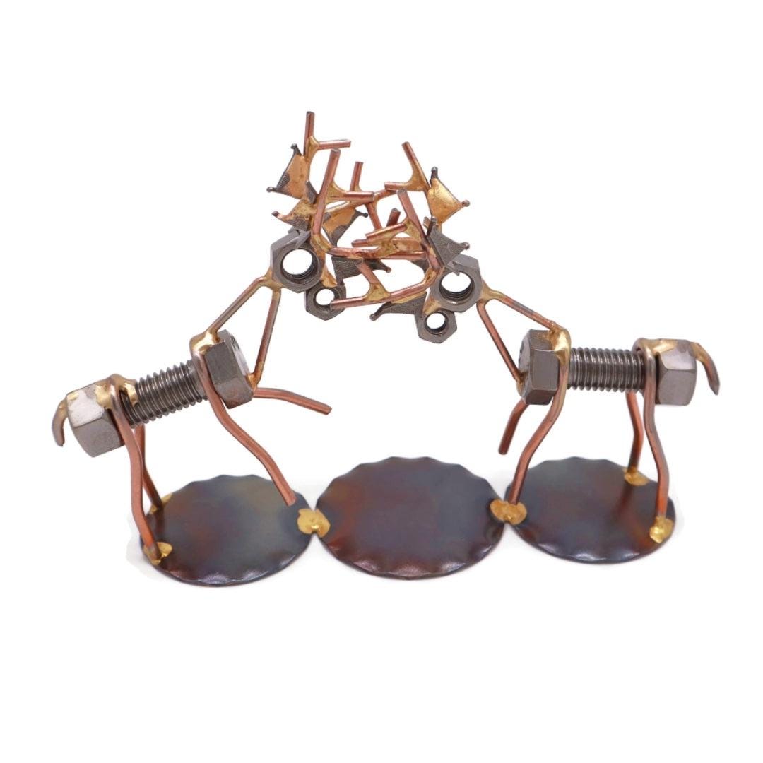 Handmade Metal Moose Fight Sculpture: Nuts & Brazing Rods Desk Art - Etsy