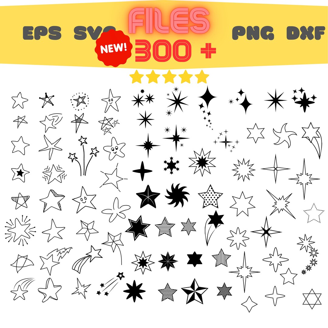 Star Svg Bundle, Sparkling Stars Svg Dxf Png Eps, Star SVG Files, Star ...