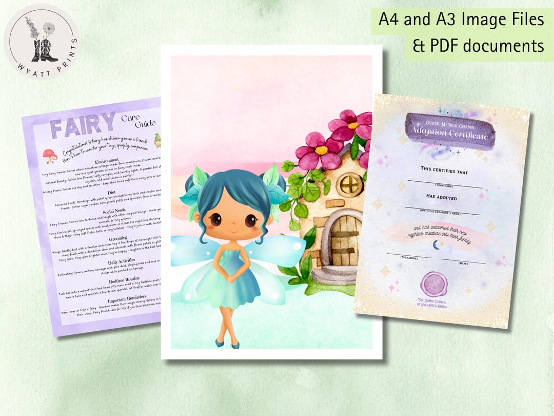 Fairy Mythical Creature Adoption Paperwork (or Mermaid, Unicorn, Dragon ...