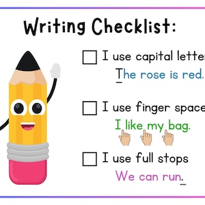 K-2 Writing Checklist Poster for the Classroom - Etsy