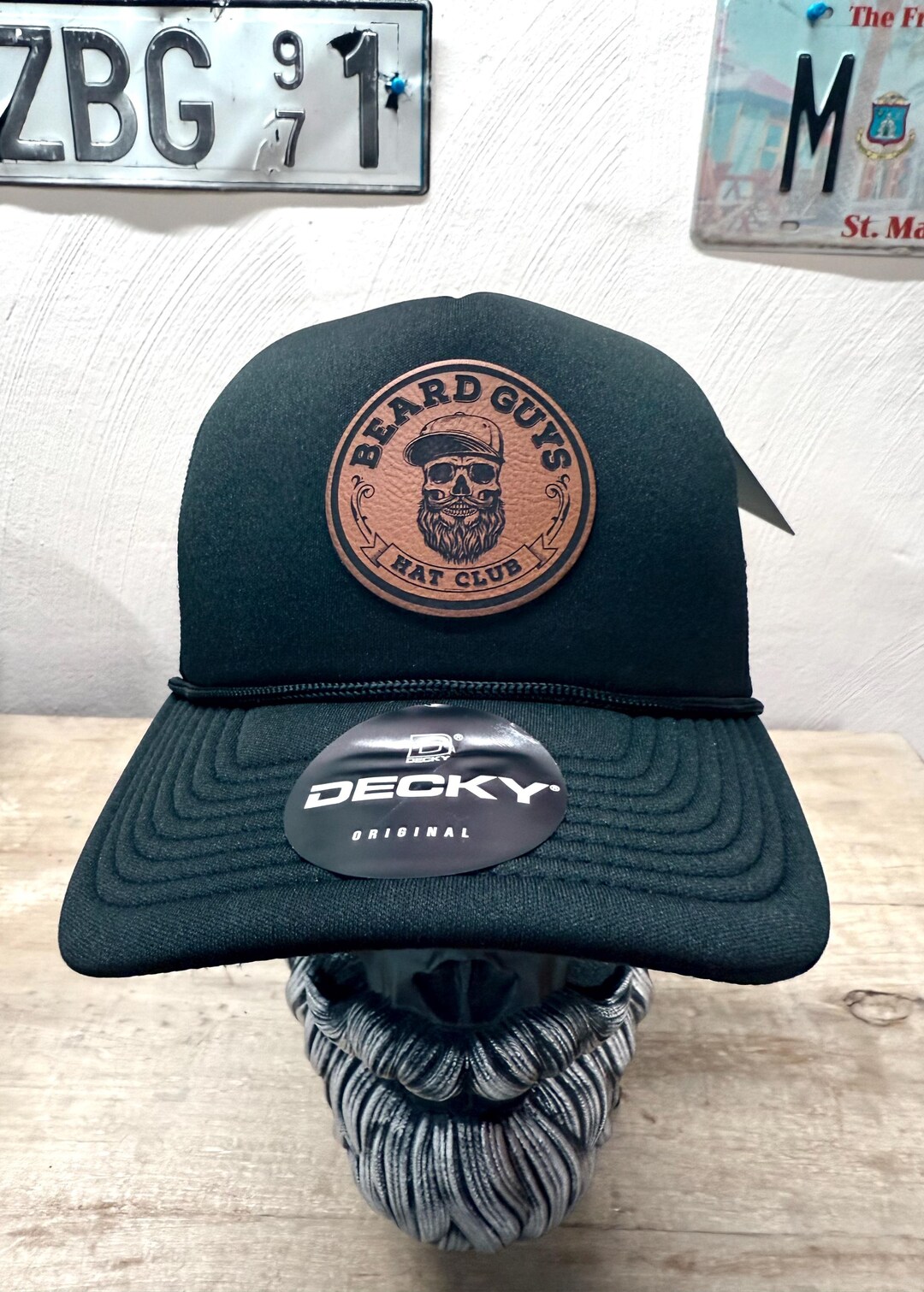 Beard Guys Hat Club Trucker Hat, Funny Leather Patch Hat for Bearded ...