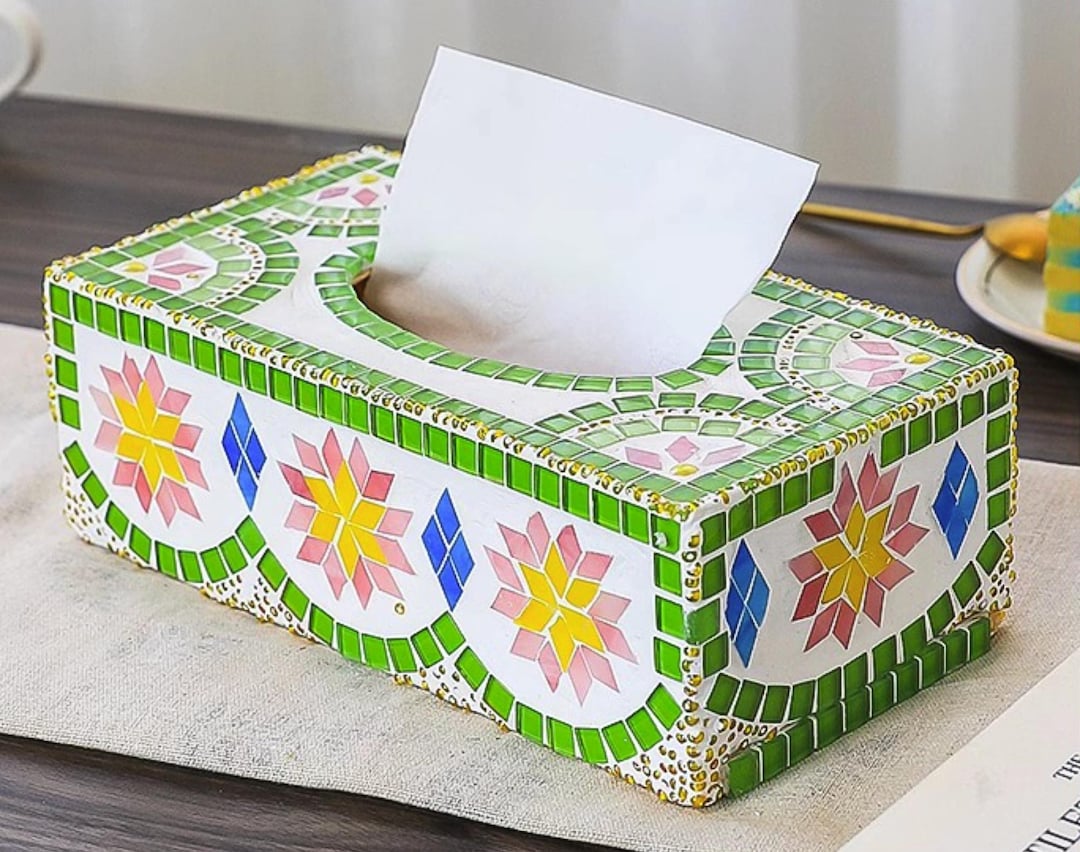 Mosaic Tissue Box Cover DIY Kit, DIY Mosaic Arts and Crafts Kit for ...