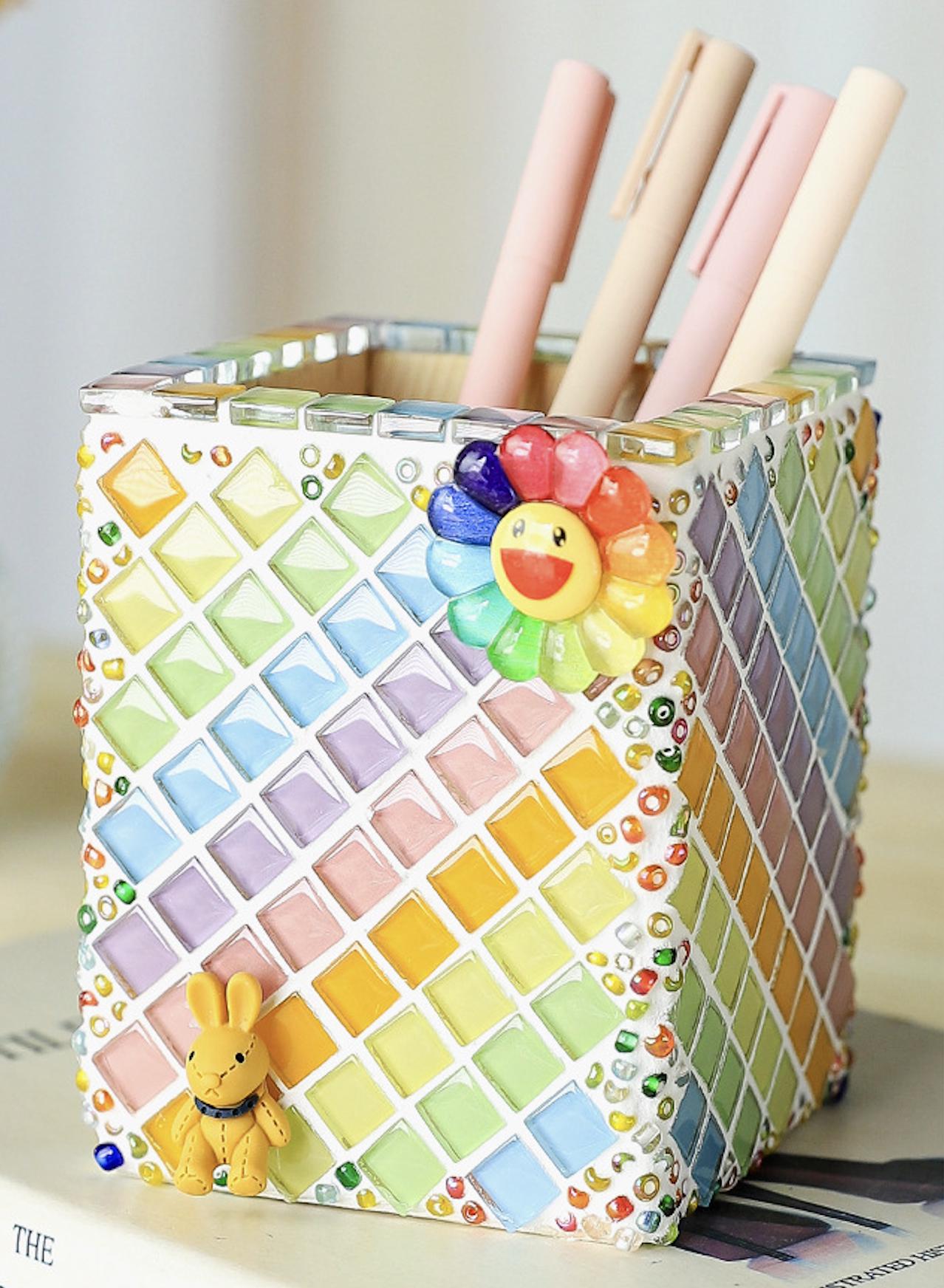 DIY Mosaic Pen Holder Kit: Arts and Crafts Home Decor (8x10cm) - Etsy