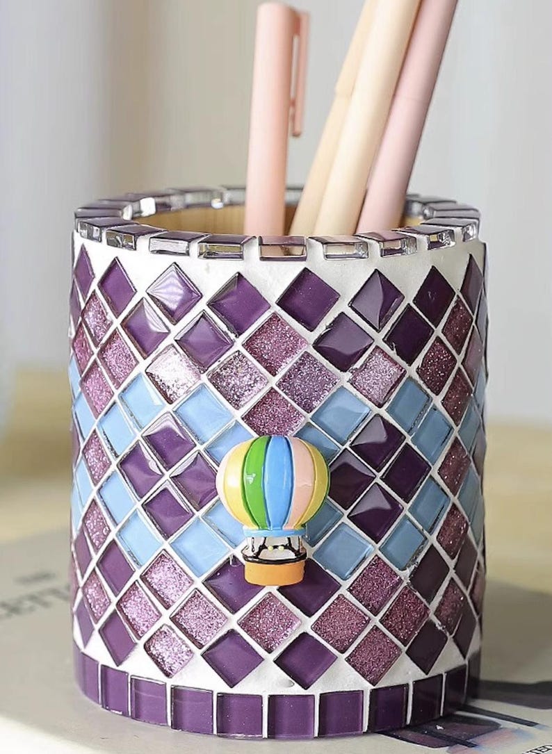 DIY Mosaic Pen Holder Kit: Arts and Crafts Home Decor (8x10cm) - Etsy