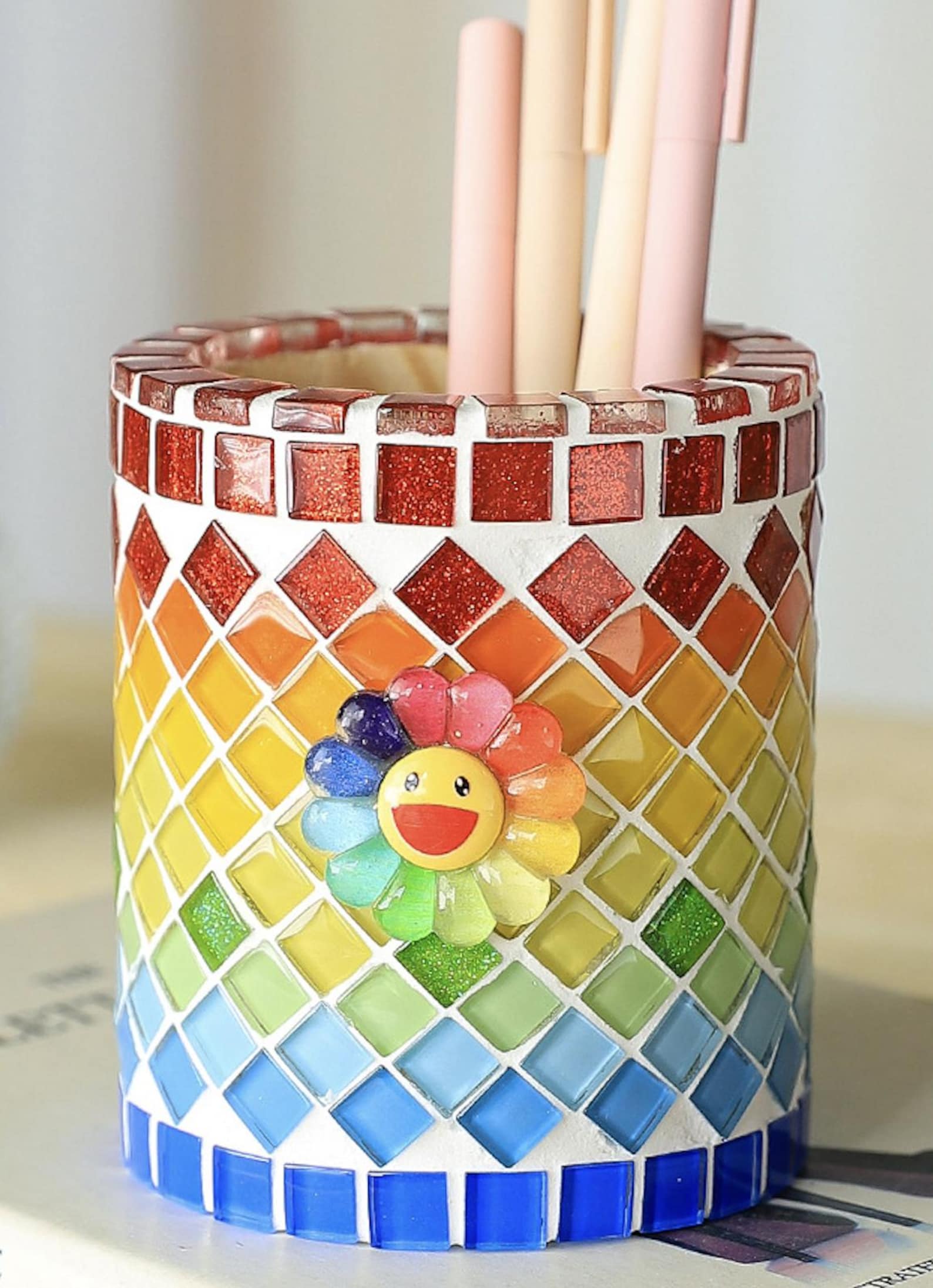 DIY Mosaic Pen Holder Kit: Arts and Crafts Home Decor (8x10cm) - Etsy