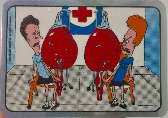 1990s Beavis and Butthead Vendor Sticker Giving Blood Design - Etsy