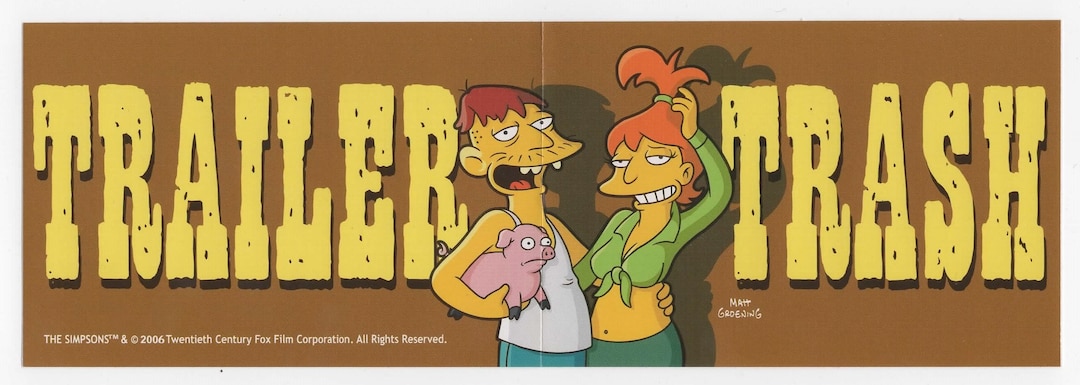 8" the Simpsons TRAILER TRASH Cletus and Brandine Sticker Decal ...