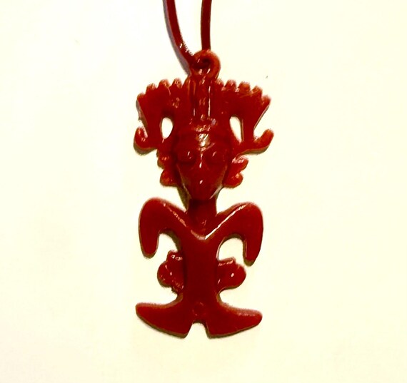 Set of 5 - 1960's Cracker Jack Tiki God Necklaces - Gem