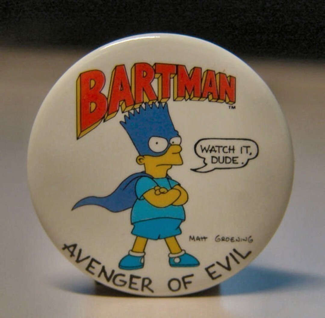 Vintage 1989 SIMPSONS Button 1.75 Inch BARTMAN - Etsy