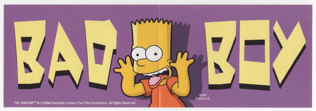 8" the Simpsons BART Bad Boy Sticker Decal Official - Etsy