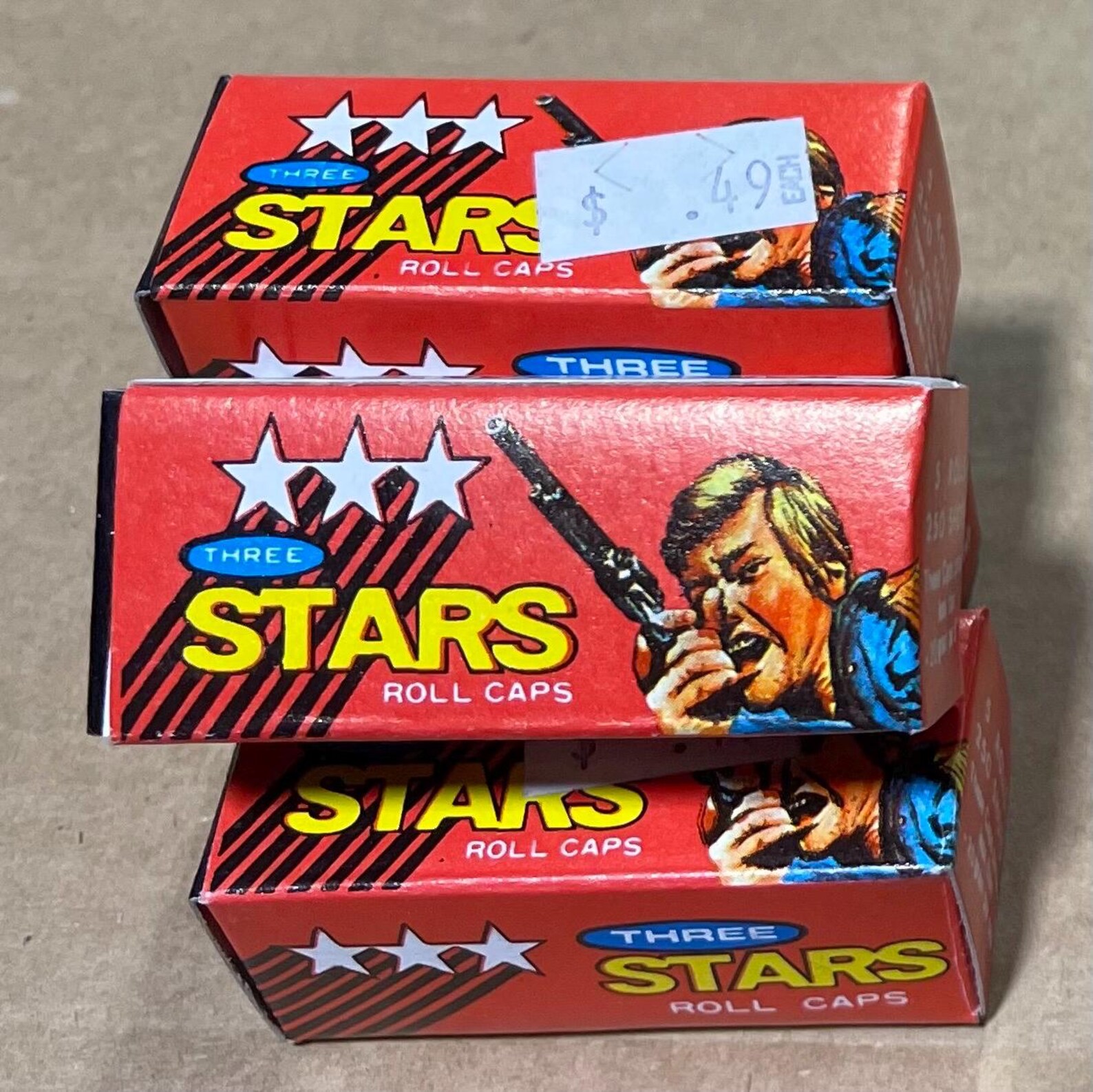 3 BOXES of Vintage 1975 Three Star Cap Gun Caps Mint in Boxes 750 Total ...