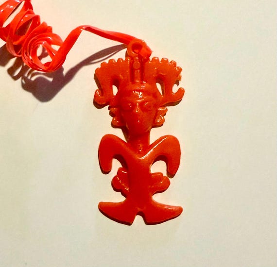 Set of 5 - 1960's Cracker Jack Tiki God Necklaces - Gem