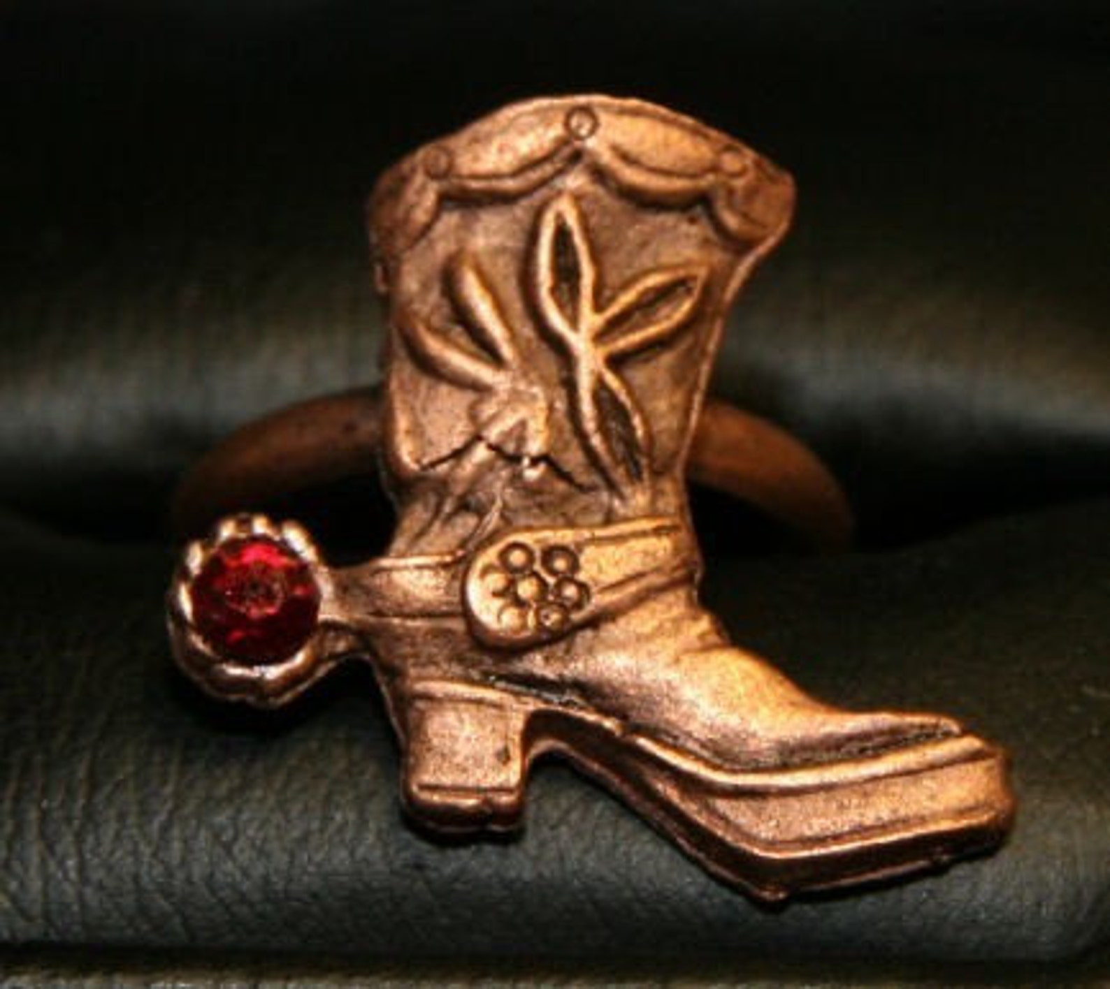 1950s Rare PURE COPPER Western Boot Ring With Gem | Etsy