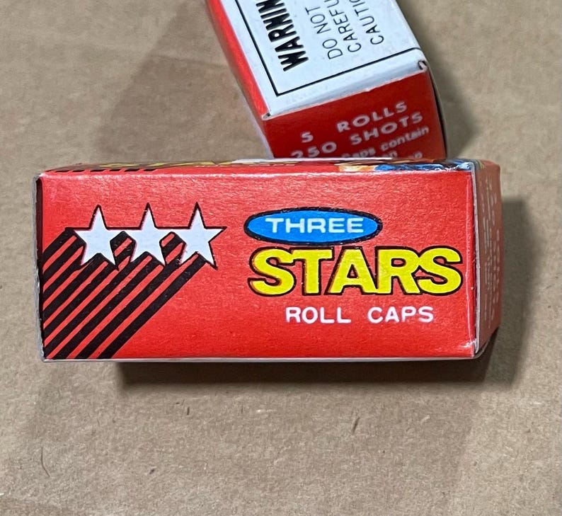3 BOXES of Vintage 1975 Three Star Cap Gun Caps Mint in Boxes 750 Total ...