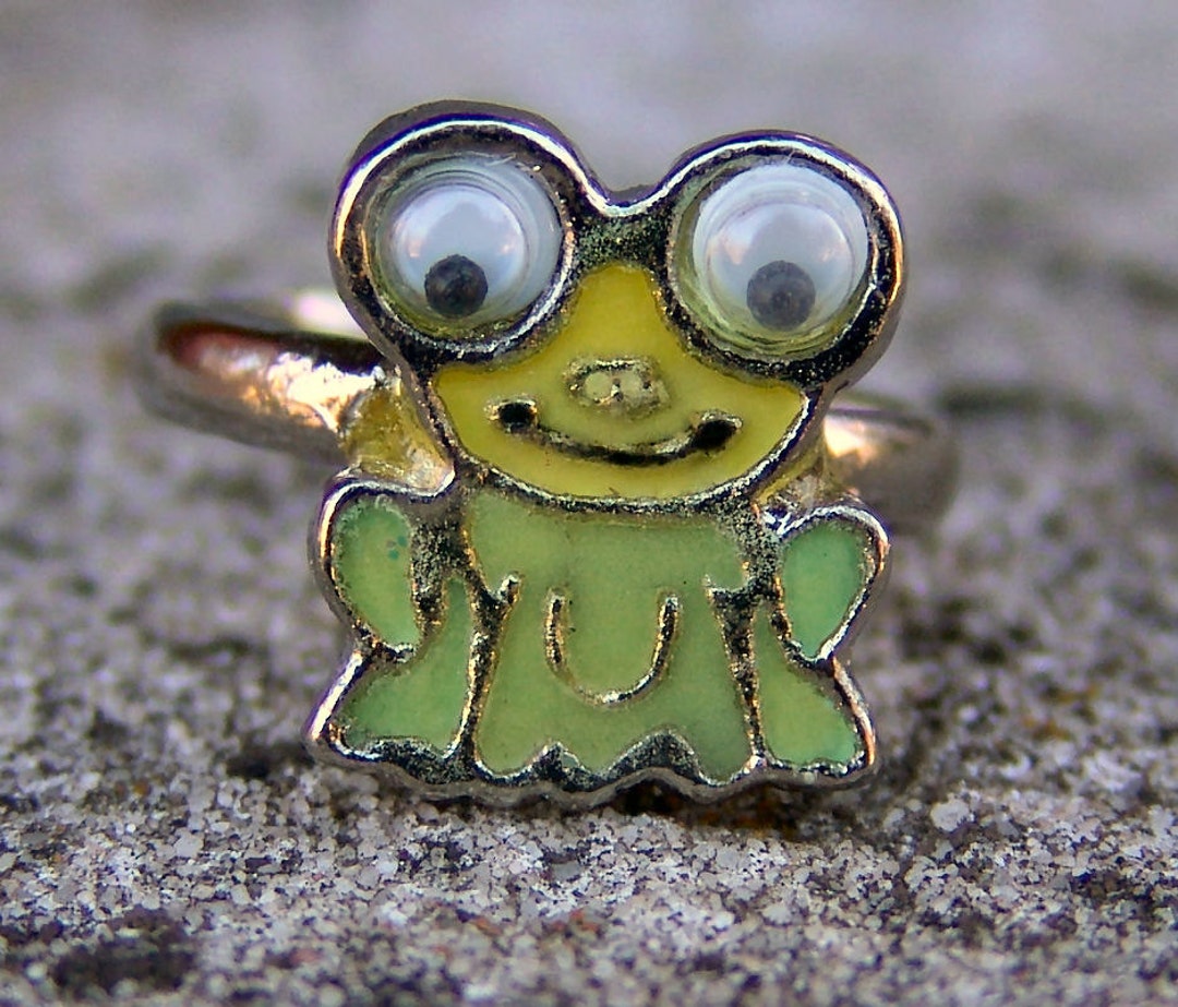 1960s Rare Novelty GOOGLY EYE Sitting Frog Glow in the Dark Adjustable ...