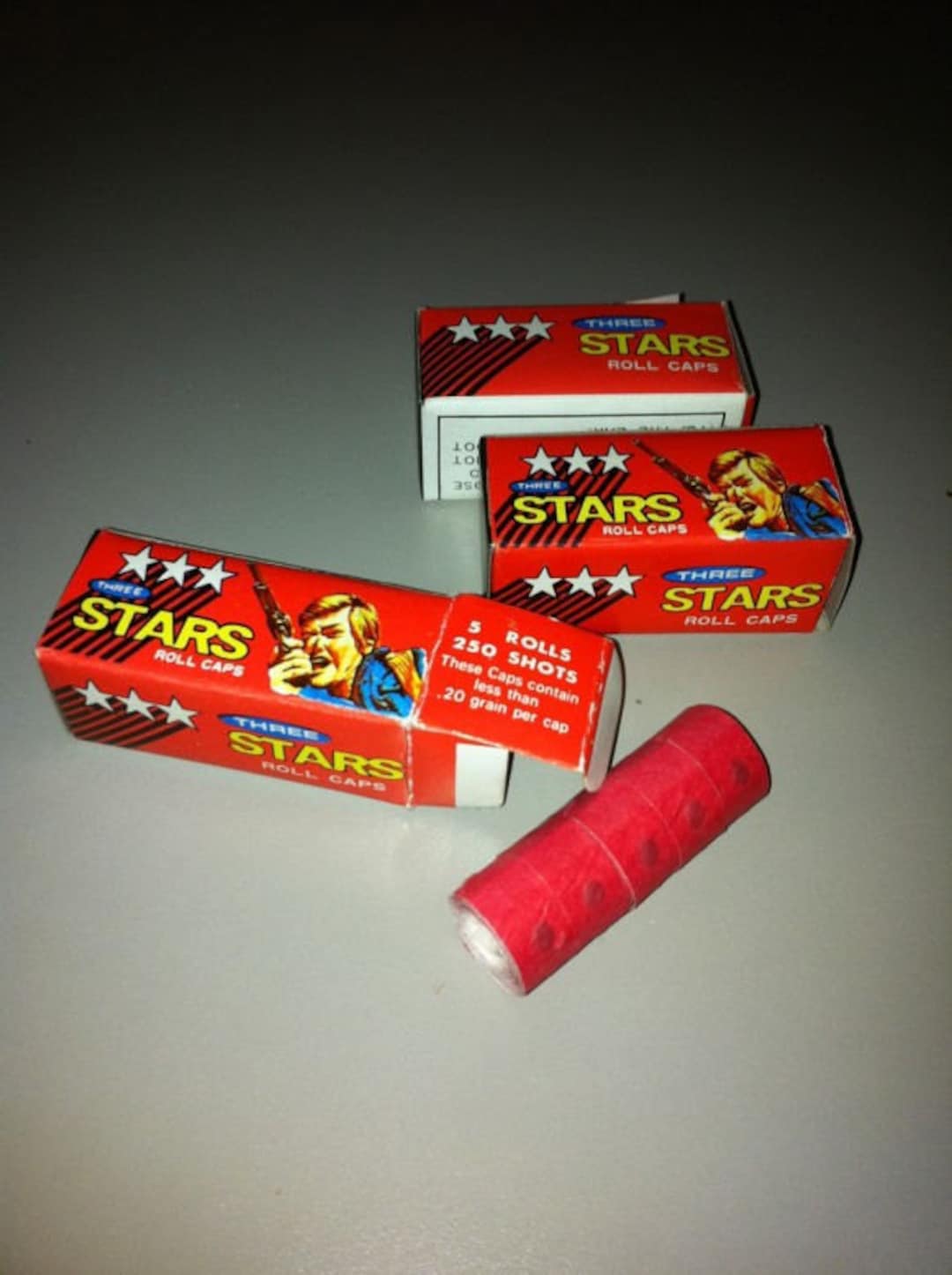 3 BOXES of Vintage 1975 Three Star Cap Gun Caps Mint in Boxes 750 Total ...