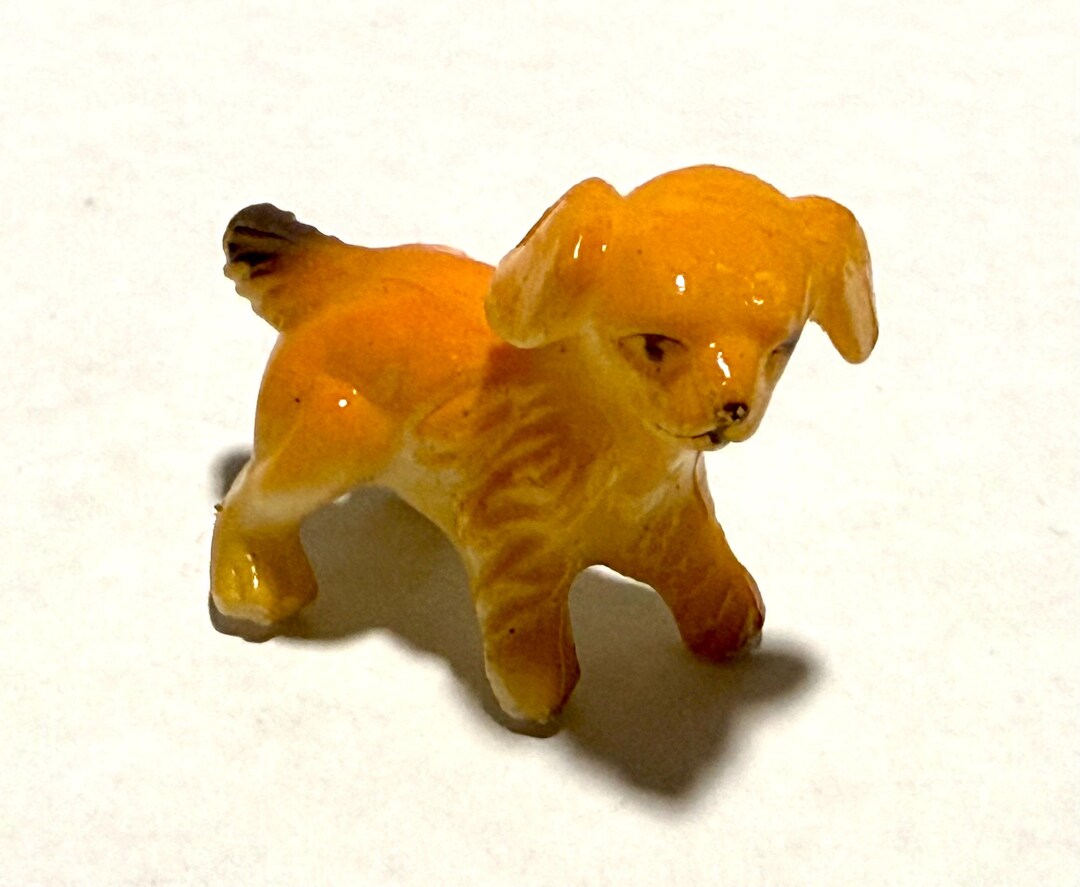 1960s Mini Dog Figurine HAND PAINTED Orange 2 - Etsy