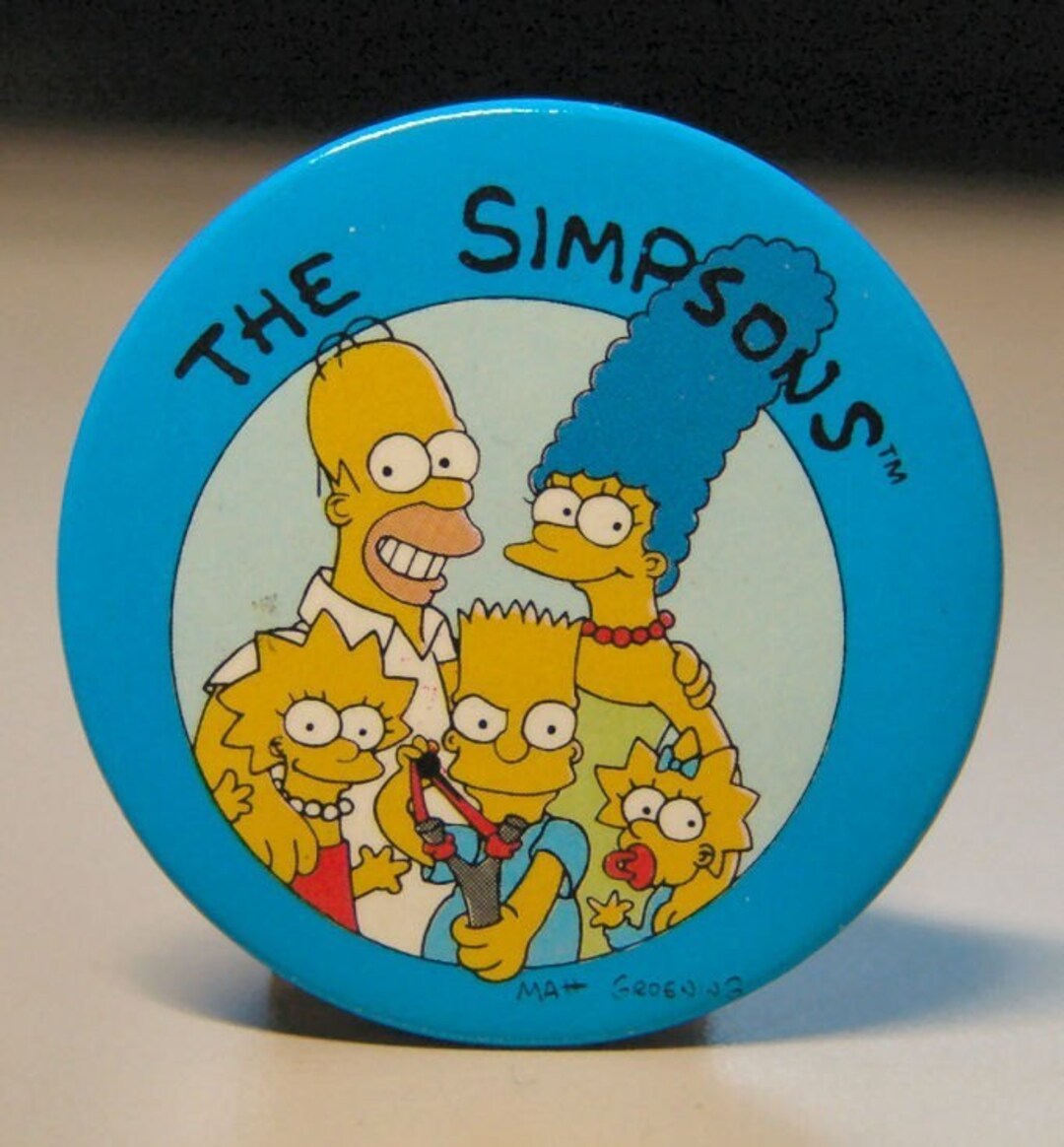 Vintage 1989 SIMPSONS Button 1.75 Inch FAMILY in Blue - Etsy