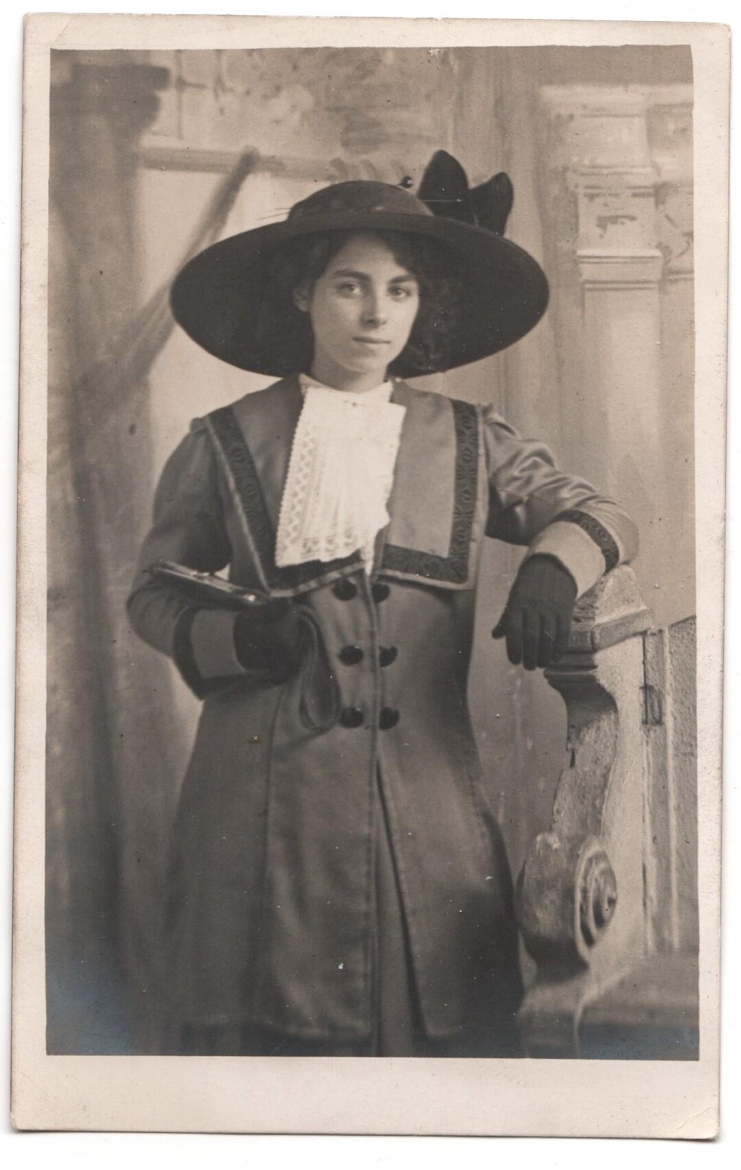 C 1900-1910 Edwardian Era Lady Studio Portrait Postcard 26012002 Bx - Etsy
