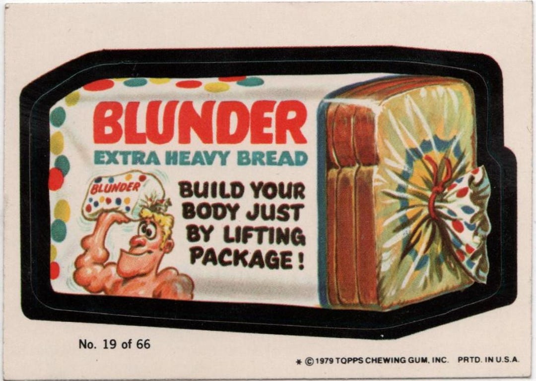 1979 Topps Wacky Packages Sticker Card BLUNDER BREAD - Etsy