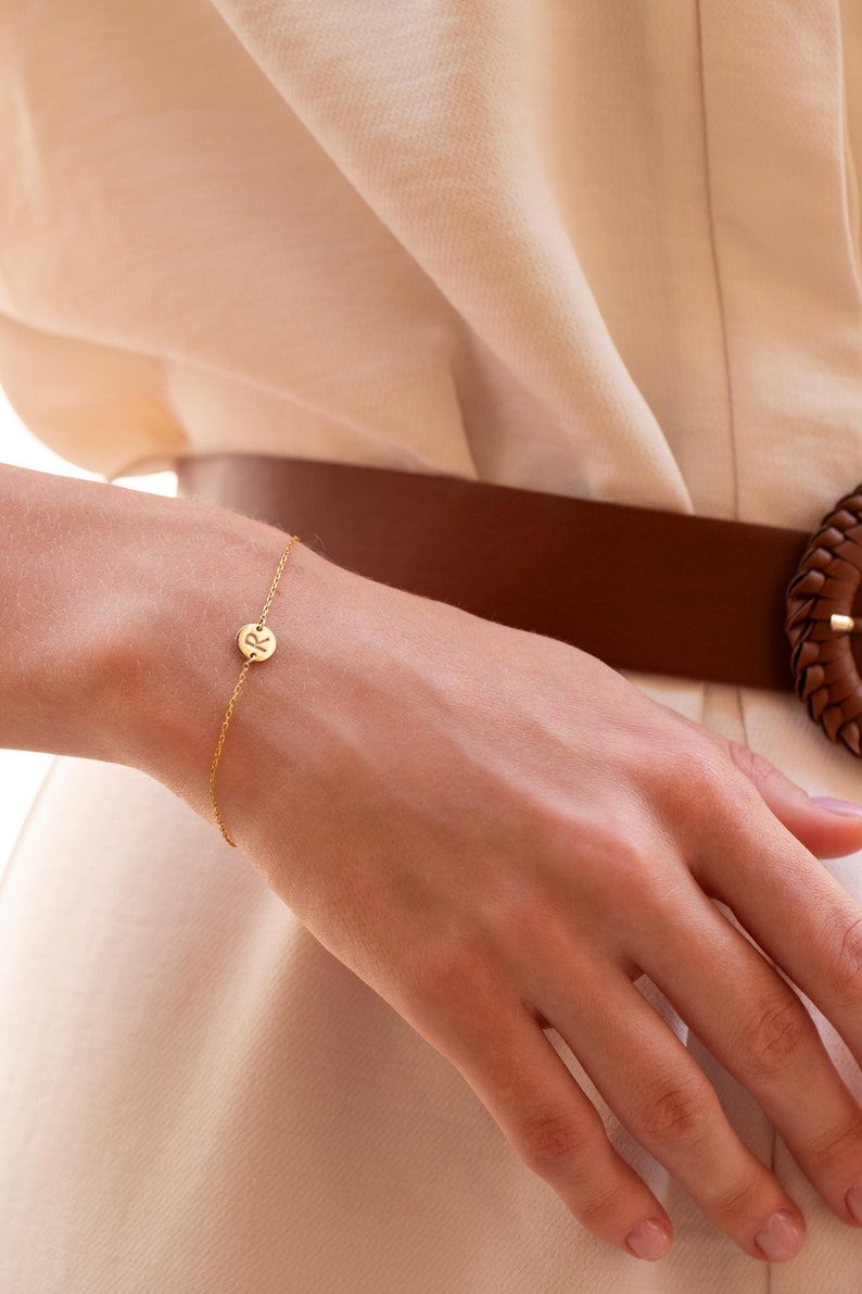 Tiny Initial Bracelet, Gold Personalized Bracelet, Custom Bracelet, Name Bracelet, Letter ...